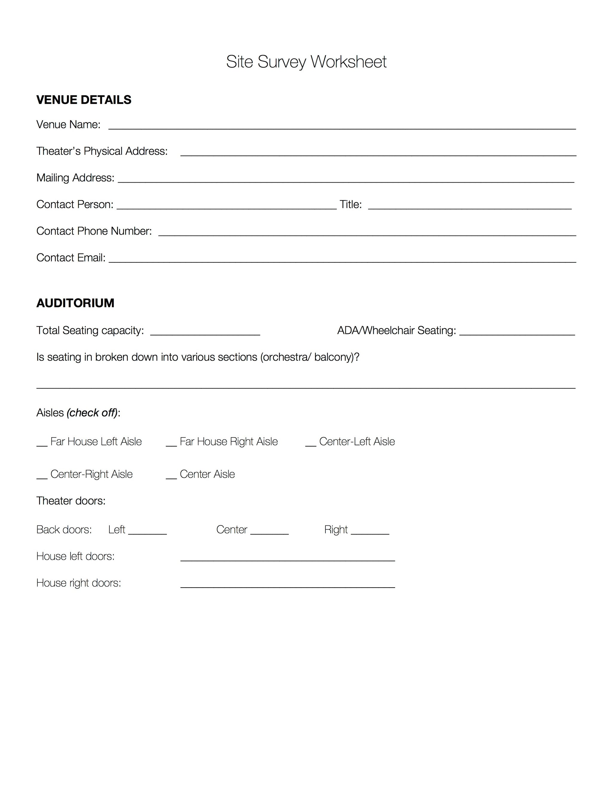 Site Survey Form Template – Standby in the Wings
